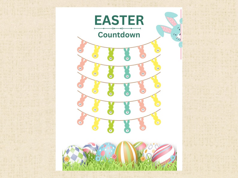 Daily Easter Countdown Calendar- Mark off Days Instant Download ...