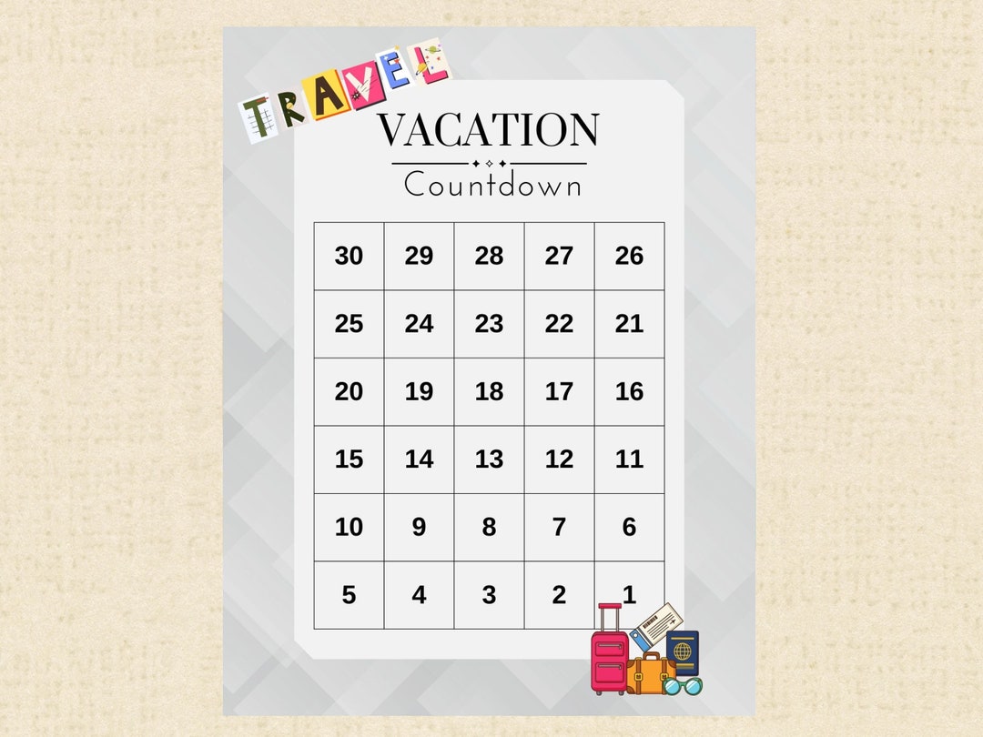 Vacation Countdown Calendar! Instant Download Printable PDF - Etsy