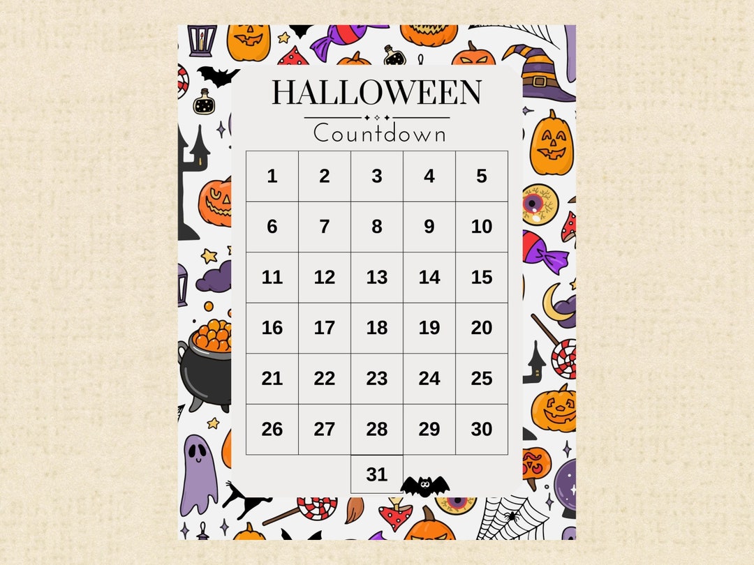 Spooky Halloween Countdown Calendar Printable - Get Ready for the Haunt ...