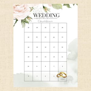 Wedding Countdown Calendar Instant Download Printable PDF - Etsy