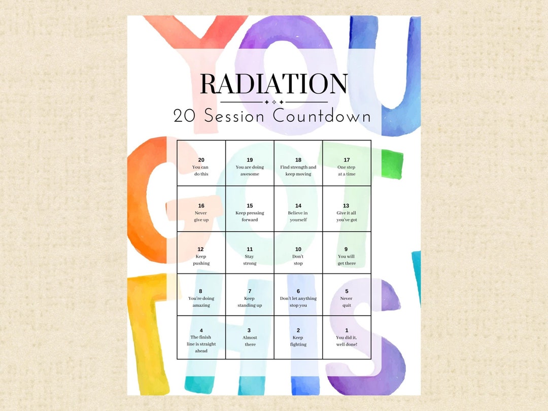 20-session Radiation Treatment Daily Countdown Calendar for Cancer ...