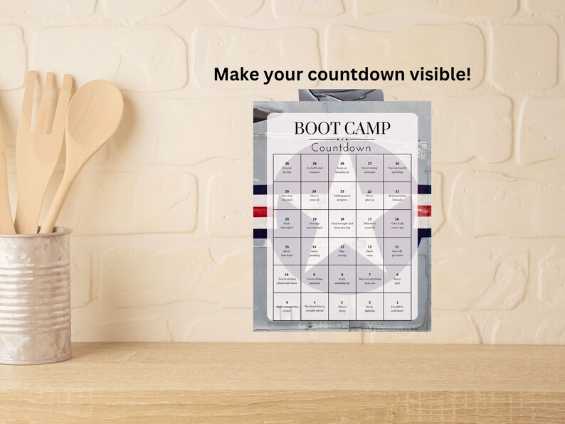 Boot Camp 30-day Daily Countdown Calendar Printable- Daily Affirmations ...