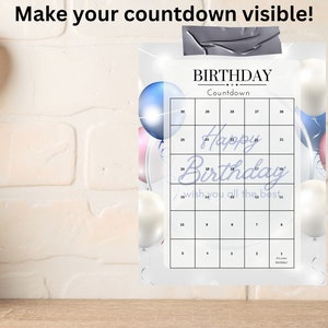 Birthday Countdown Calendar Instant Download Printable PDF, Milestone ...