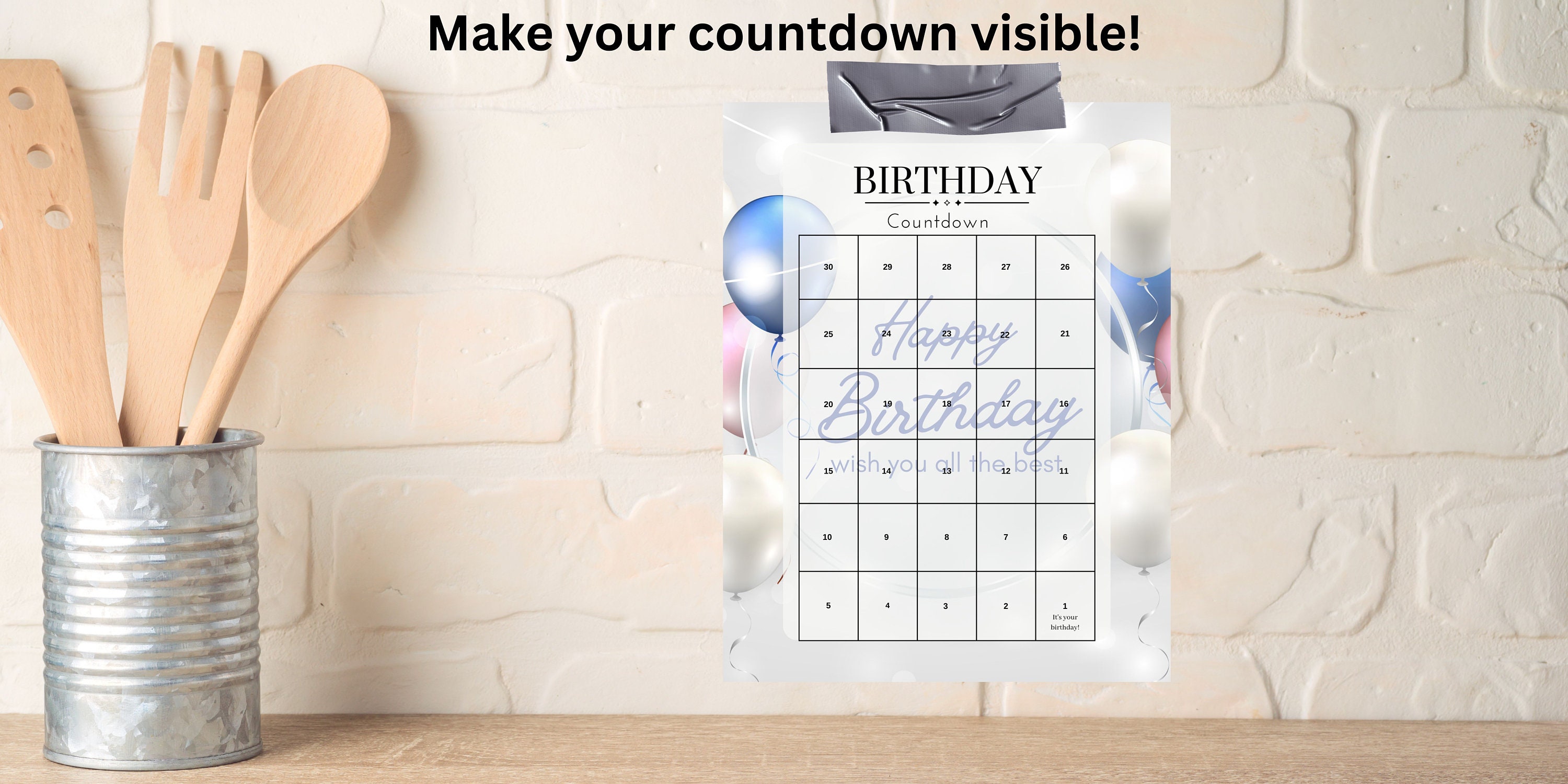 Birthday Countdown Calendar Instant Download Printable PDF, Milestone ...