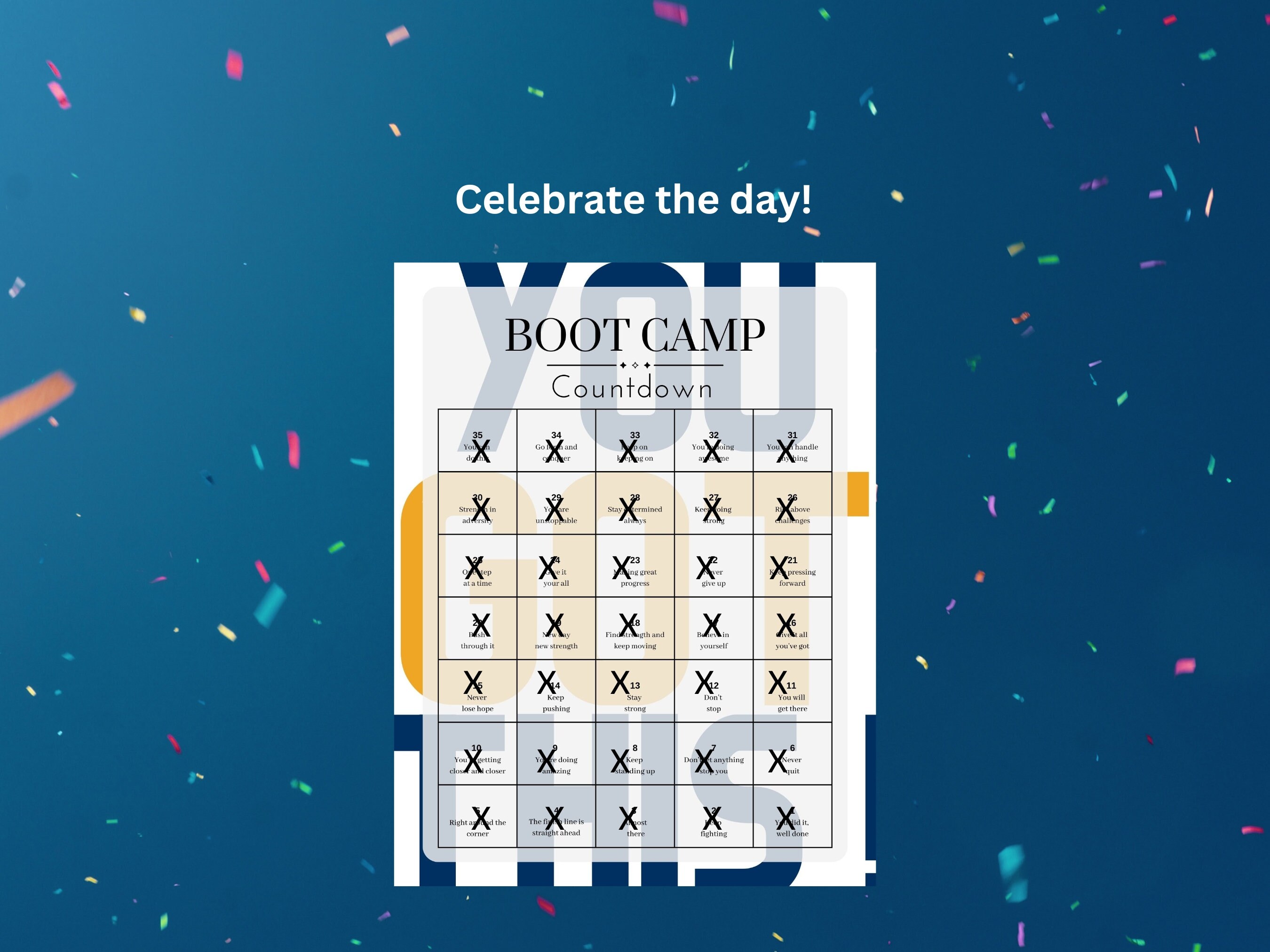 Boot Camp 35-day Daily Countdown Calendar - Daily Affirmations Instant ...