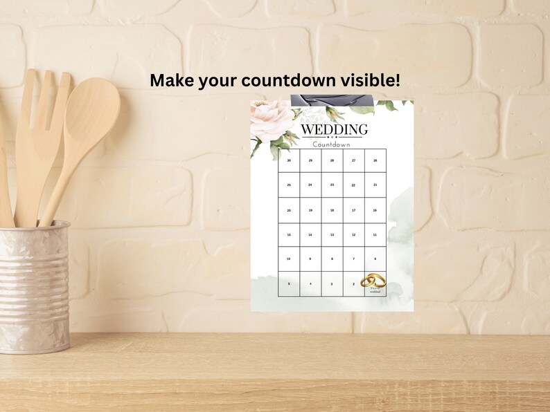 Wedding Countdown Calendar Instant Download Printable PDF - Etsy