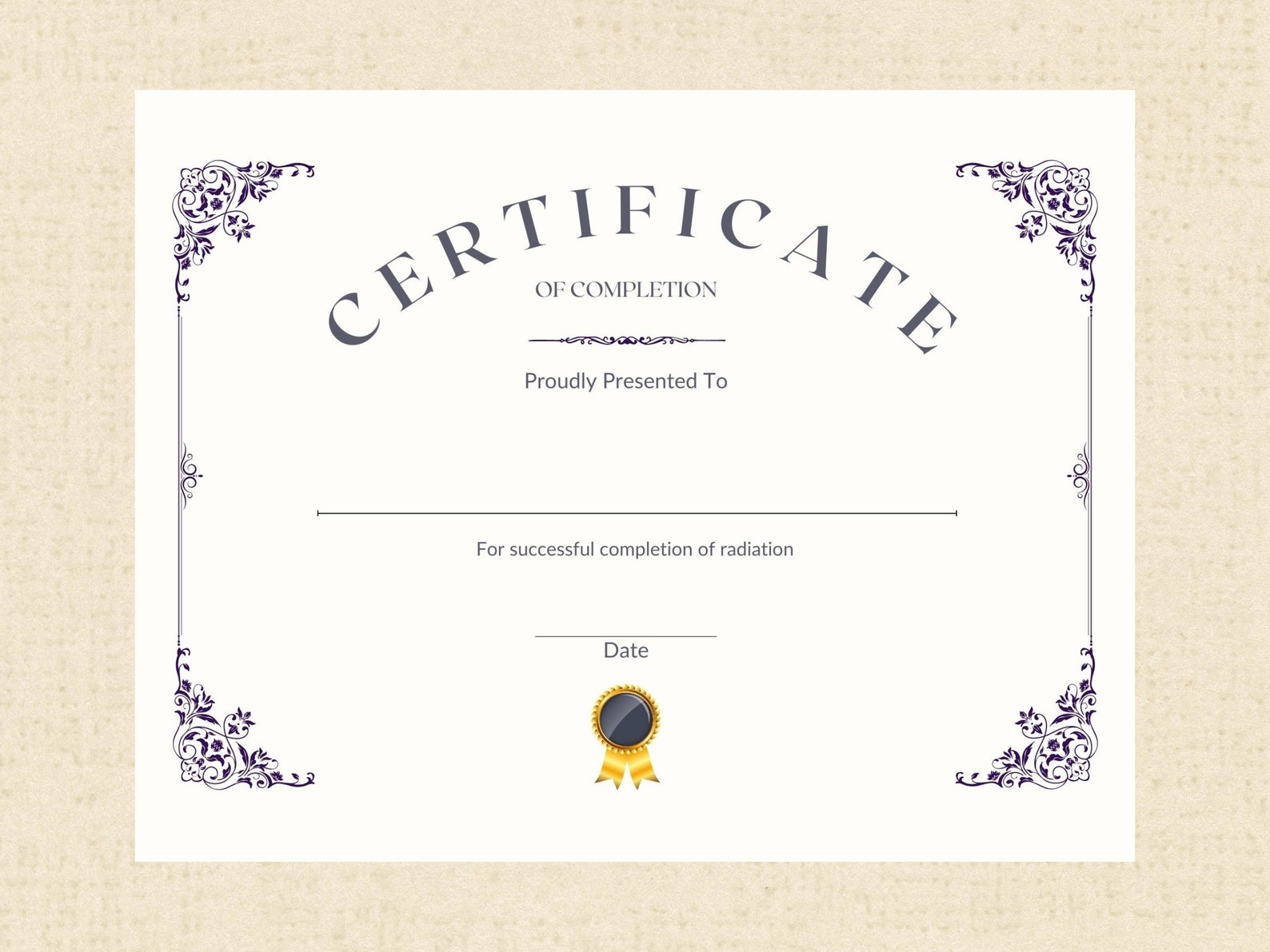 Cancer Radiation Treatment Completion Certificate - Instant Download ...