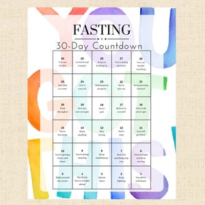 Fasting 30 Day Challenge Countdown Calendar Tracker Printable; Daniel ...