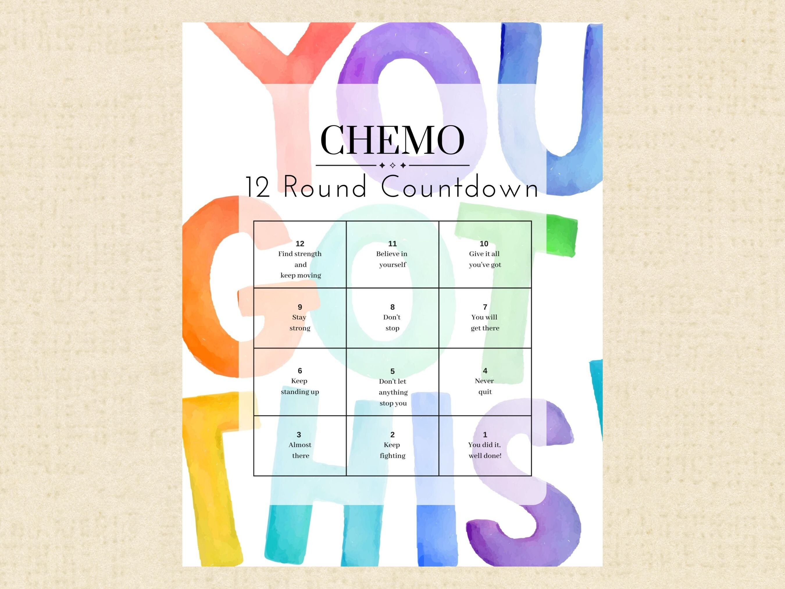 12-round Chemo Treatment Countdown Calendar Tracker Journal Care ...