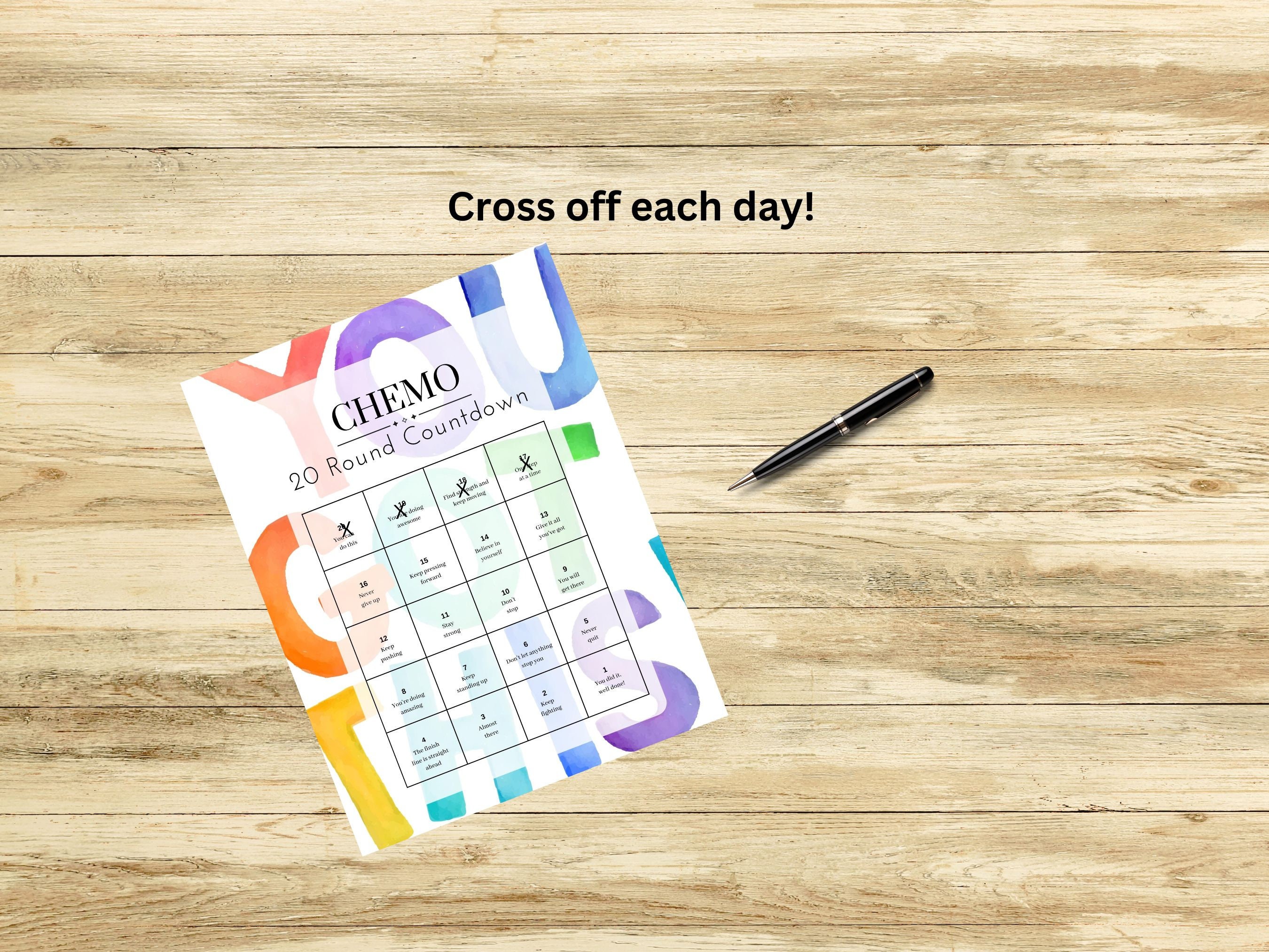 20-round Chemo Treatment Countdown Calendar for Cancer Printable Daily ...