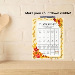 Thanksgiving Countdown Calendar Printable, Daily Quotes of Gratitude ...