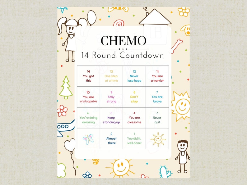 14-round Kid Chemo Treatment Countdown Calendar Tracker Journal Care ...