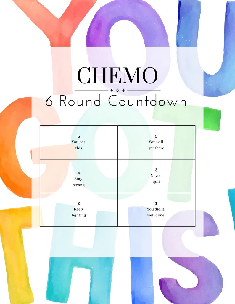 6-round Chemo Treatment Countdown Calendar for Cancer Printable - Daily ...
