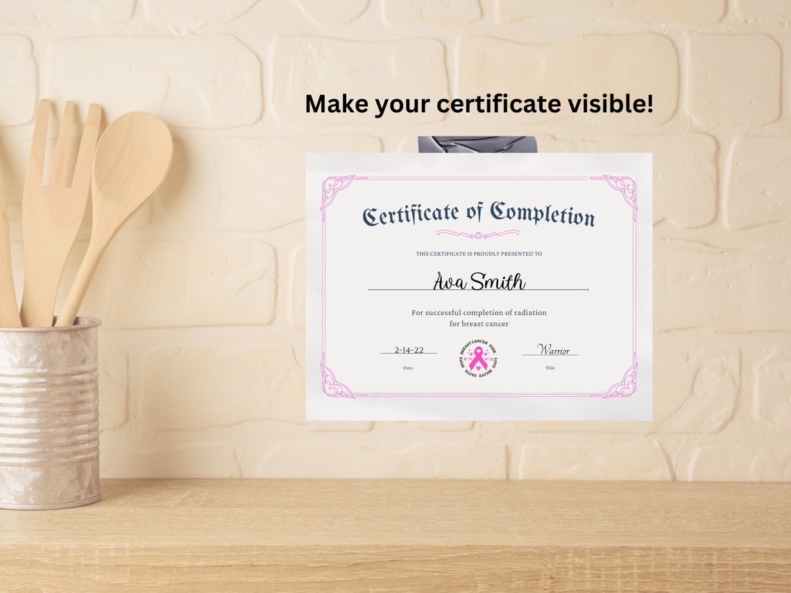 Breast Cancer Radiation Treatment Completion Certificate - Instant ...