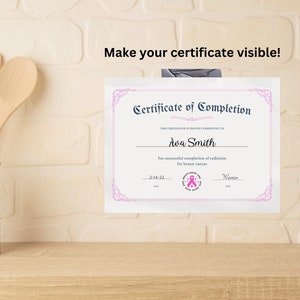 Breast Cancer Radiation Treatment Completion Certificate - Instant ...