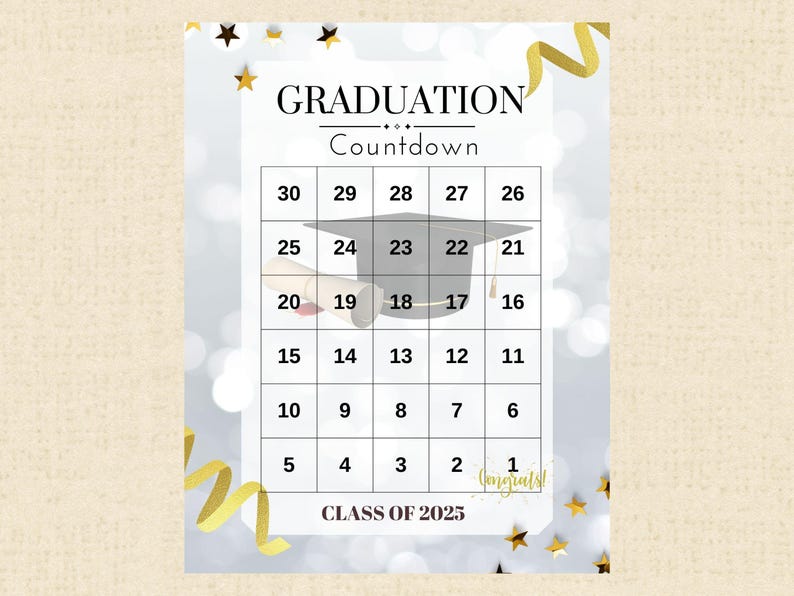Graduation Countdown Calendar Printable, Graduation Ceremony ...