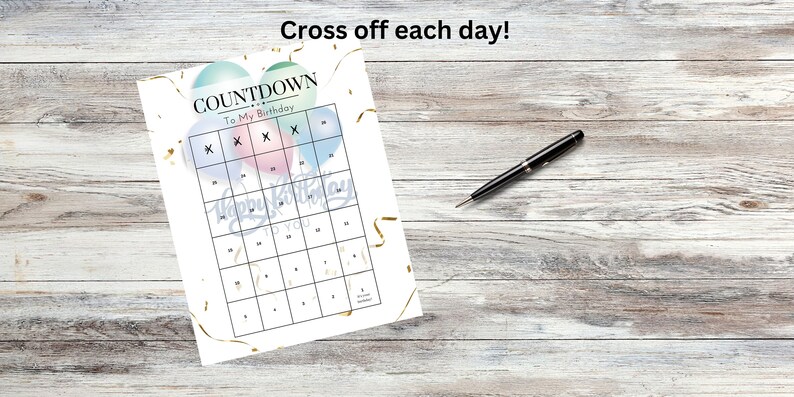 Birthday Countdown Calendar Instant Download Printable PDF, Milestone ...