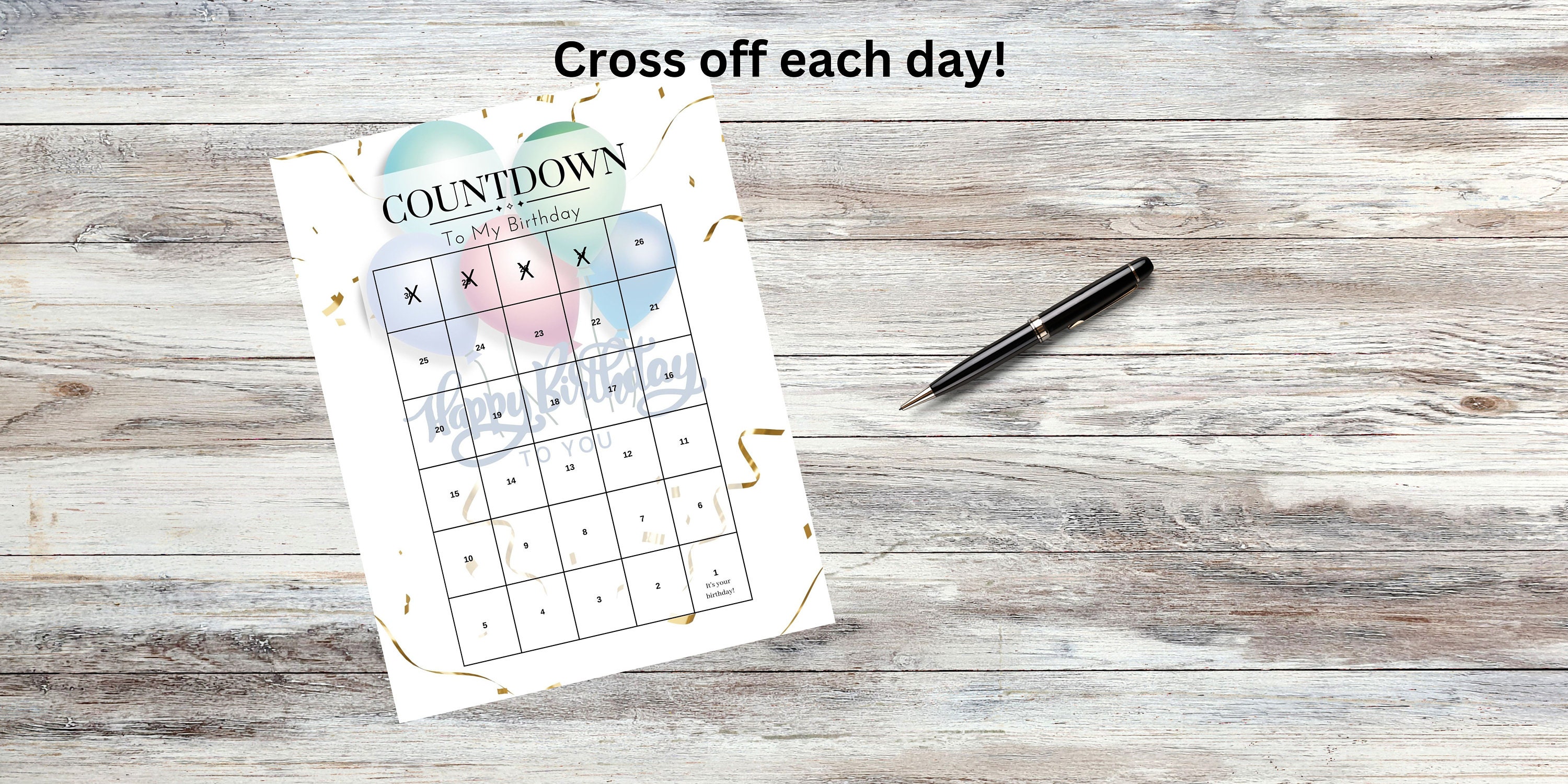 Birthday Countdown Calendar Instant Download Printable PDF, Milestone ...