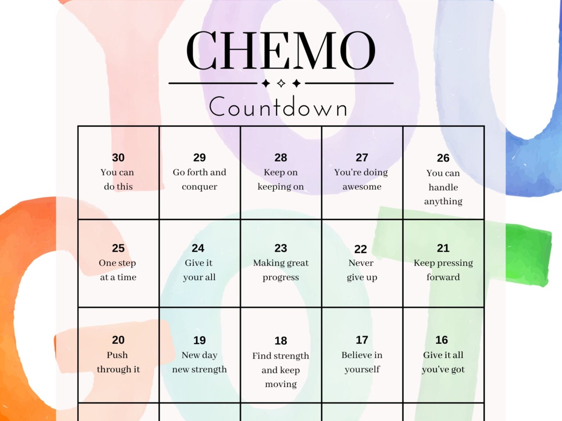 30-round Chemo Treatment Daily Countdown Calendar for Cancer Printable ...