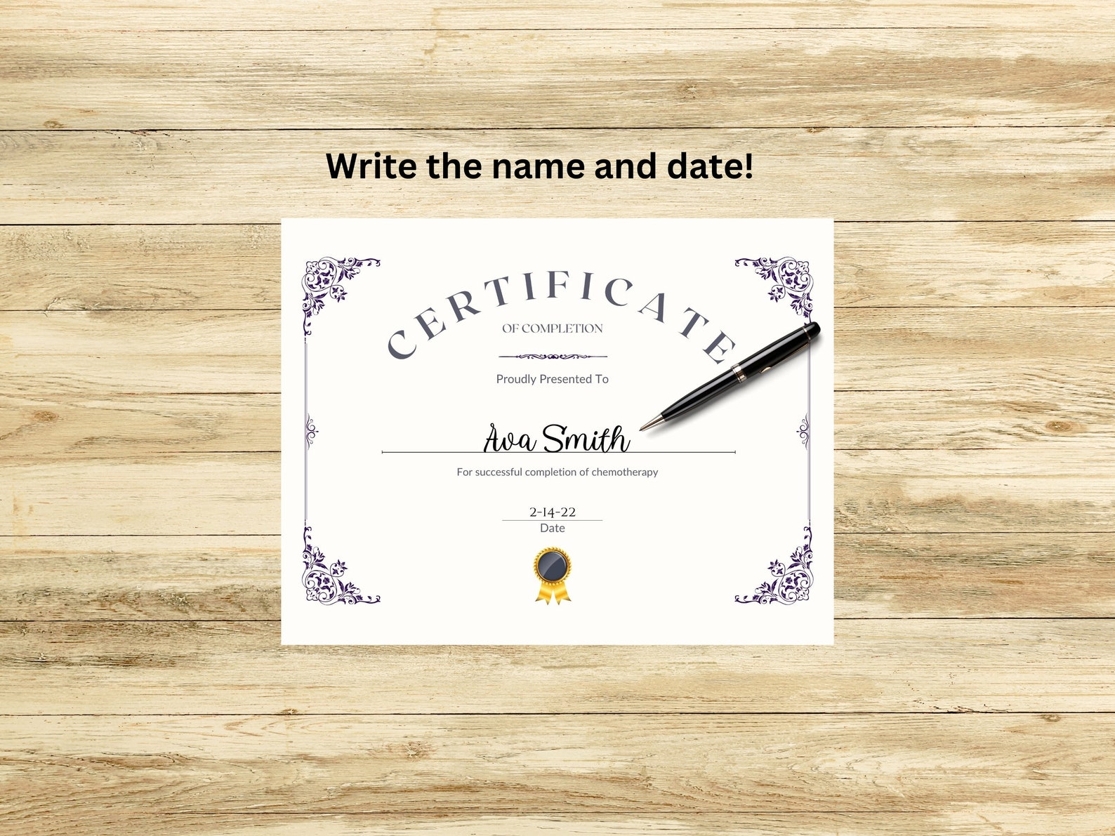 Cancer Chemo Treatment Completion Certificate - Instant Download ...