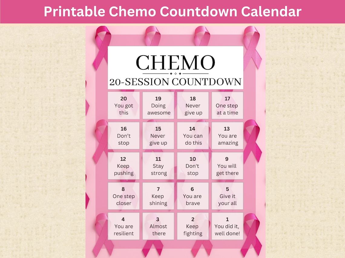 20-session Breast Cancer Chemo Treatment Countdown Calendar Printable ...