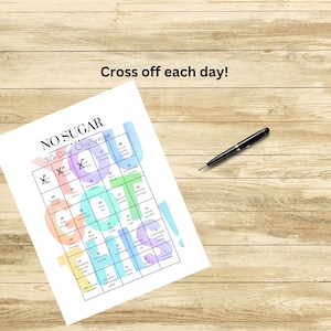 30-day No Sugar Challenge Countdown Calendar Tracker Printable, Sugar ...
