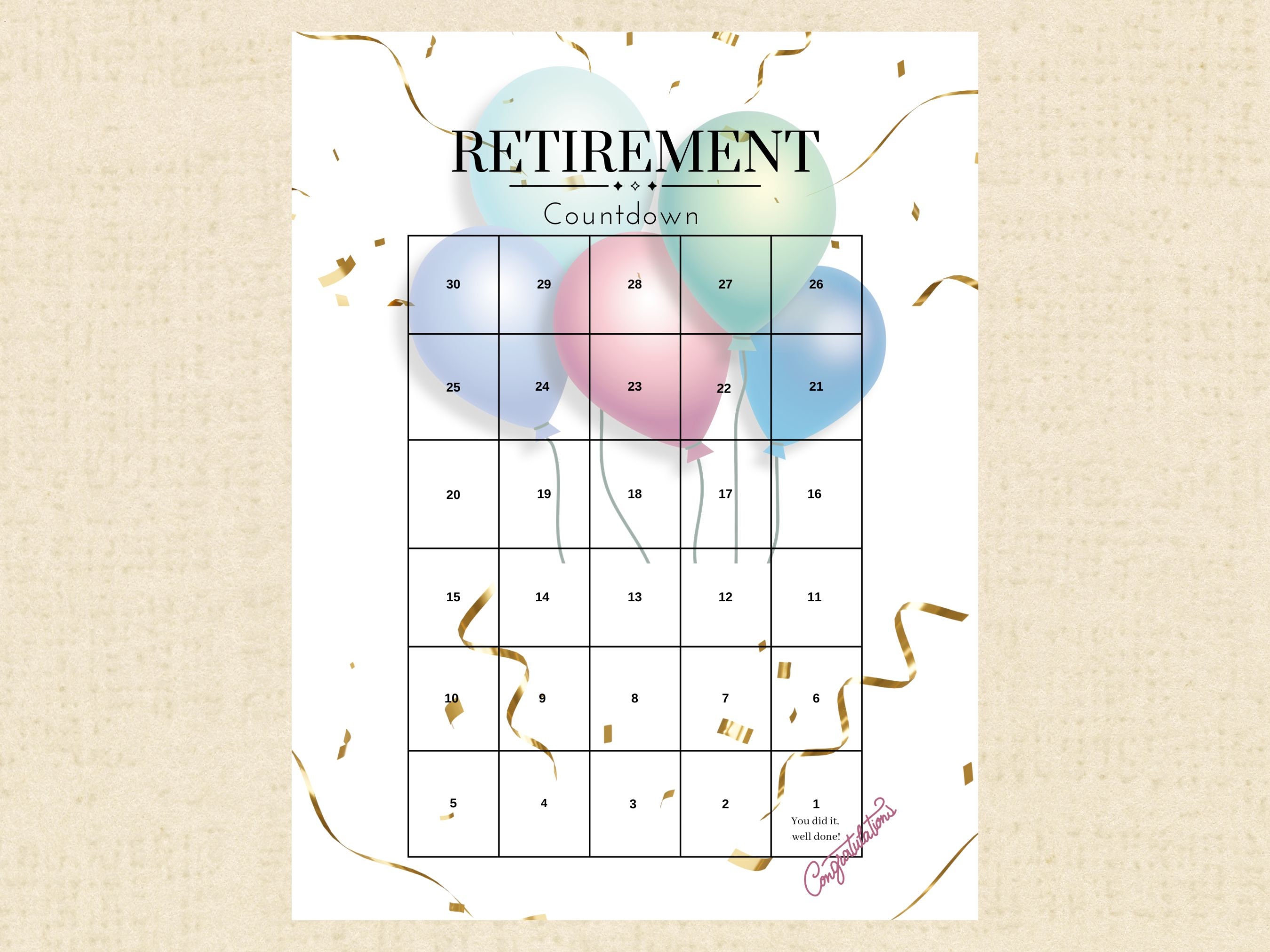 Retirement Countdown Calendar Printable PDF Retirement Celebration Retirement Countdown Calendar Printable PDF Retirement Celebration
