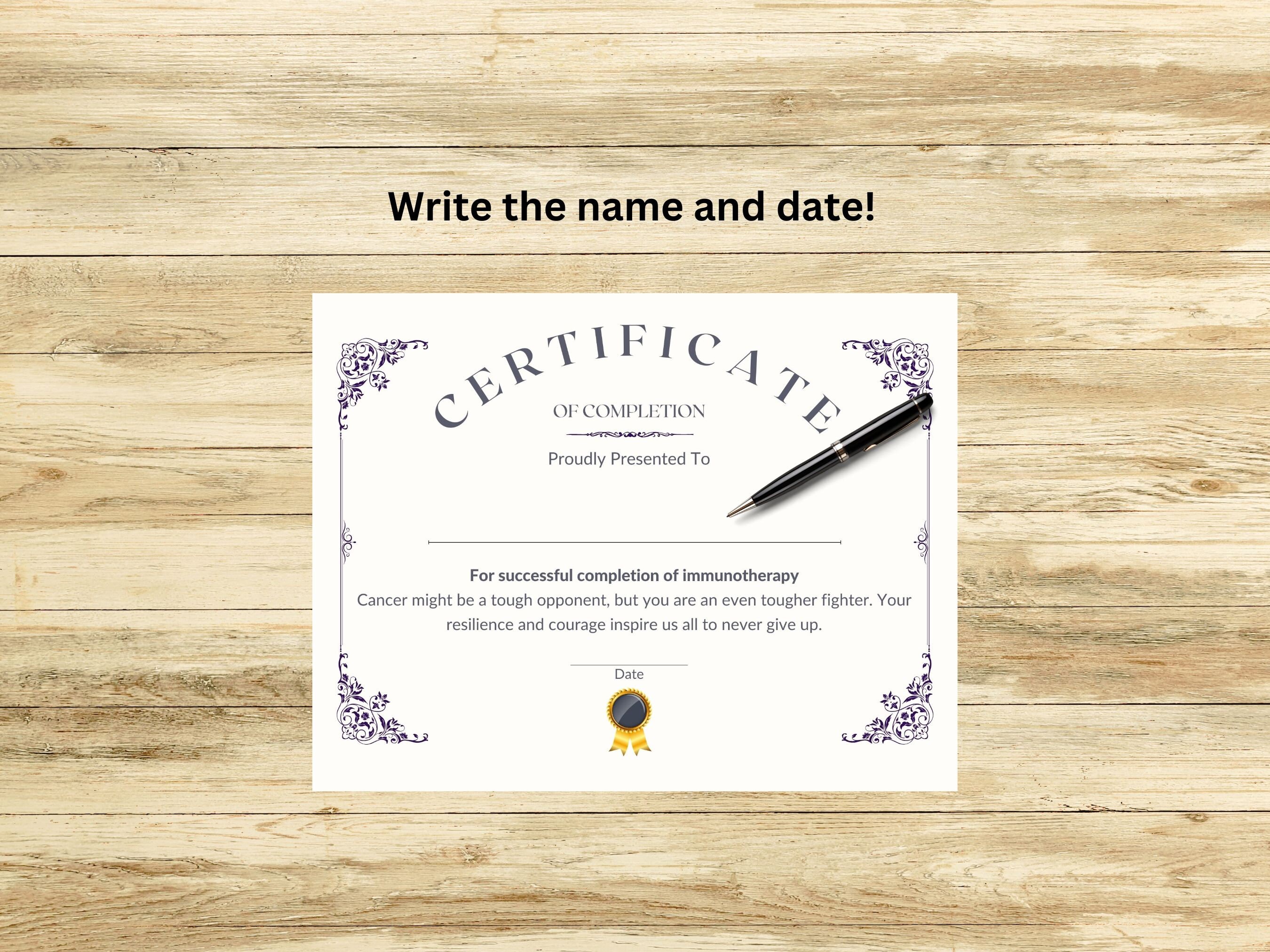 Immunotherapy Cancer Fighter Appreciation Certificate Printable, Cancer ...