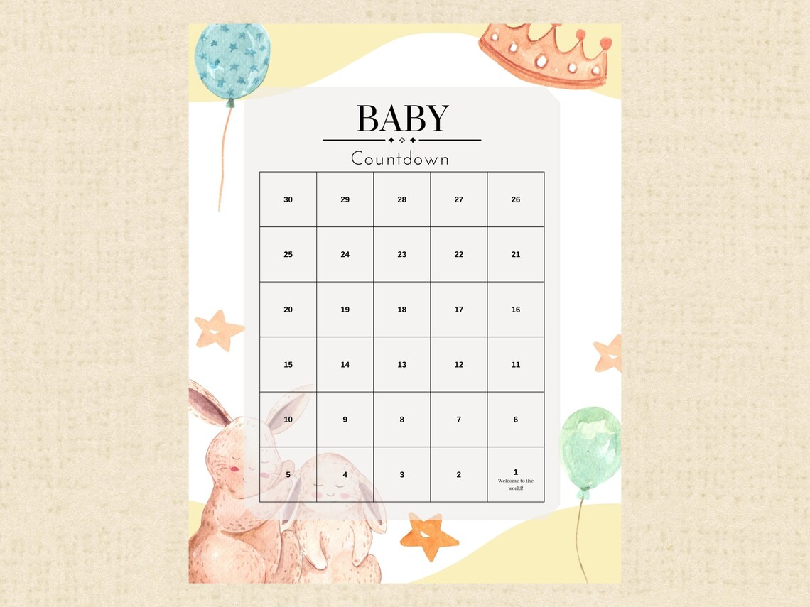 Pregnancy Countdown Calendar Instant Download Printable PDF - Etsy