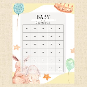 Pregnancy Countdown Calendar Instant Download Printable PDF - Etsy