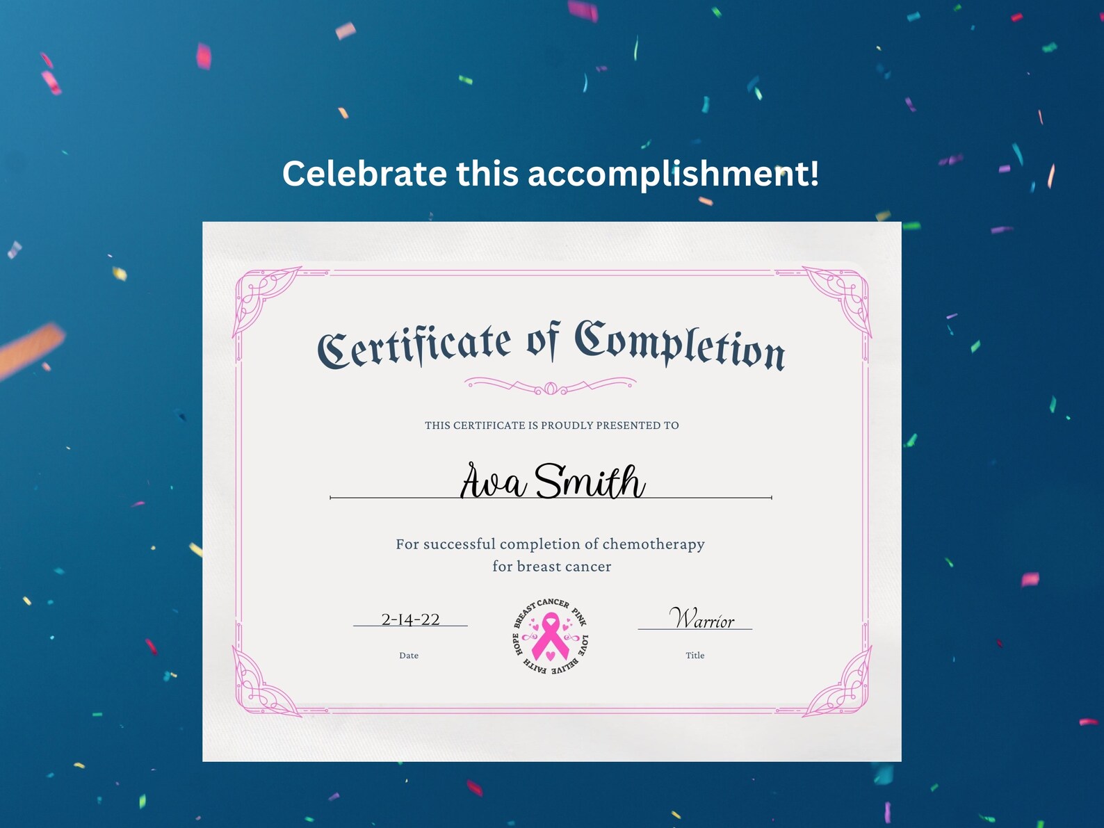 Breast Cancer Radiation Treatment Completion Certificate - Etsy