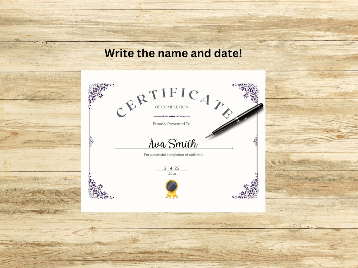 Cancer Radiation Treatment Completion Certificate - Instant Download ...