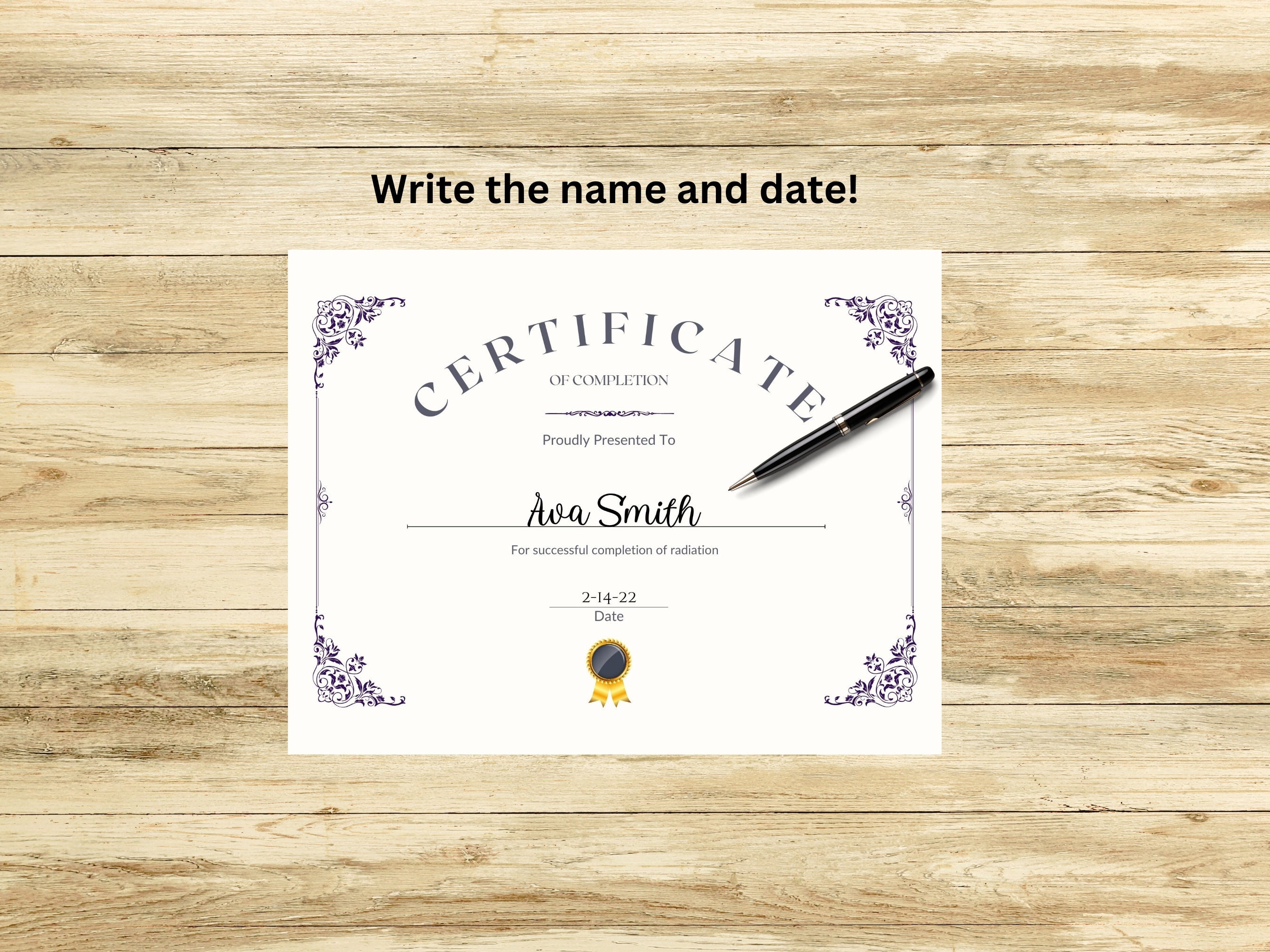 Cancer Radiation Treatment Completion Certificate - Instant Download ...