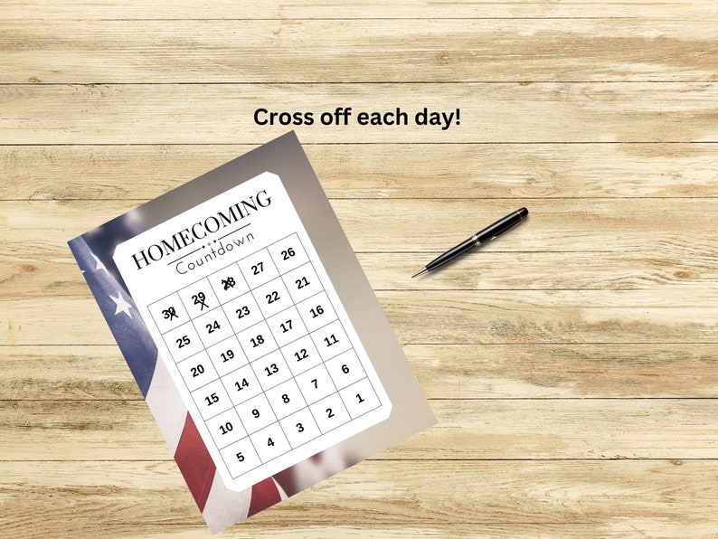 Military Homecoming 30-day Daily Countdown Calendar Printable- Instant ...