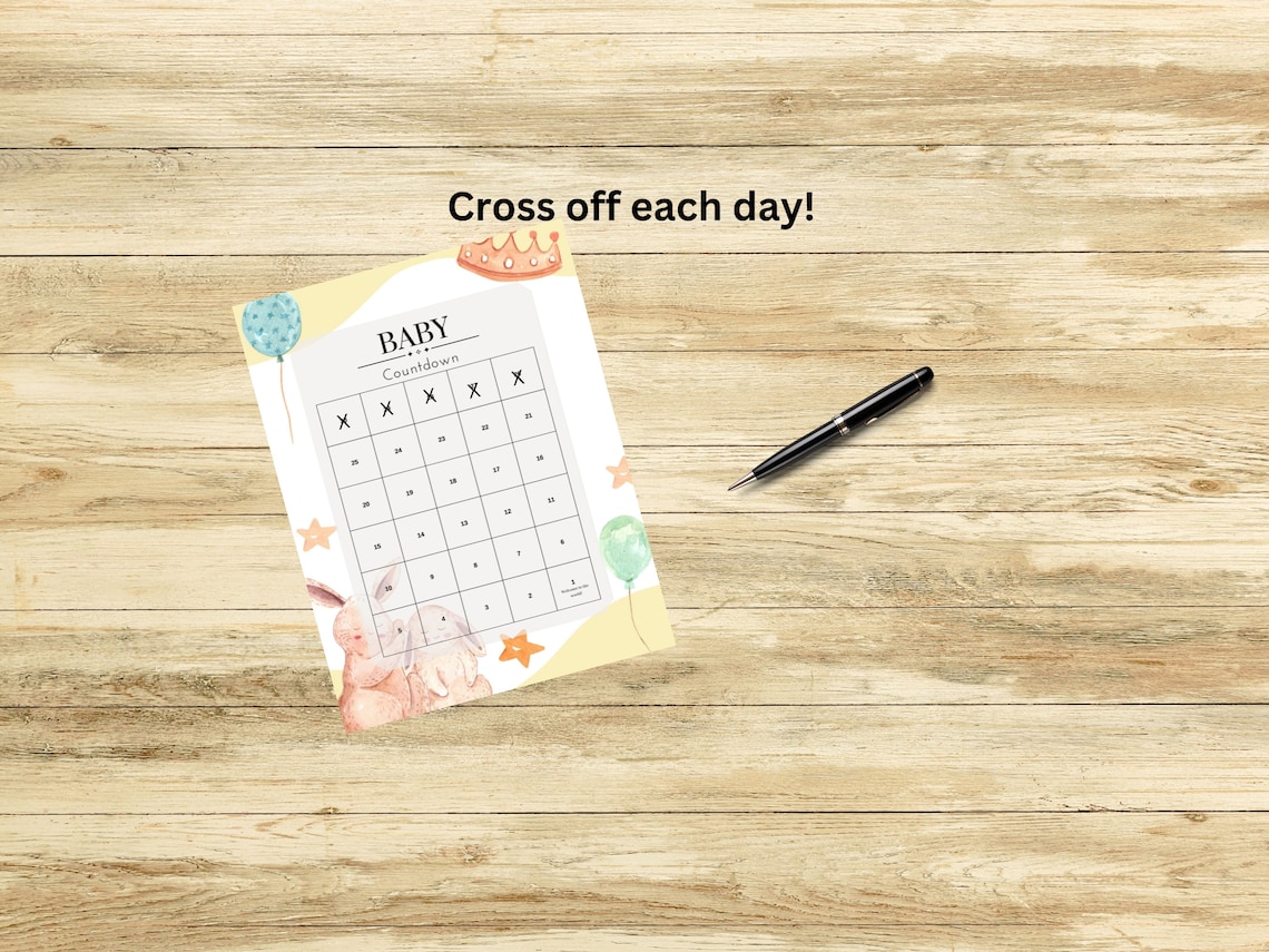 Pregnancy Countdown Calendar Instant Download Printable PDF - Etsy