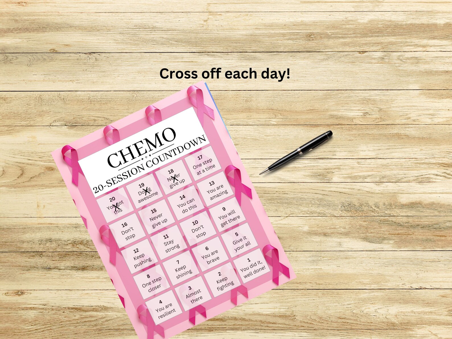 20-session Breast Cancer Chemo Treatment Countdown Calendar Printable ...