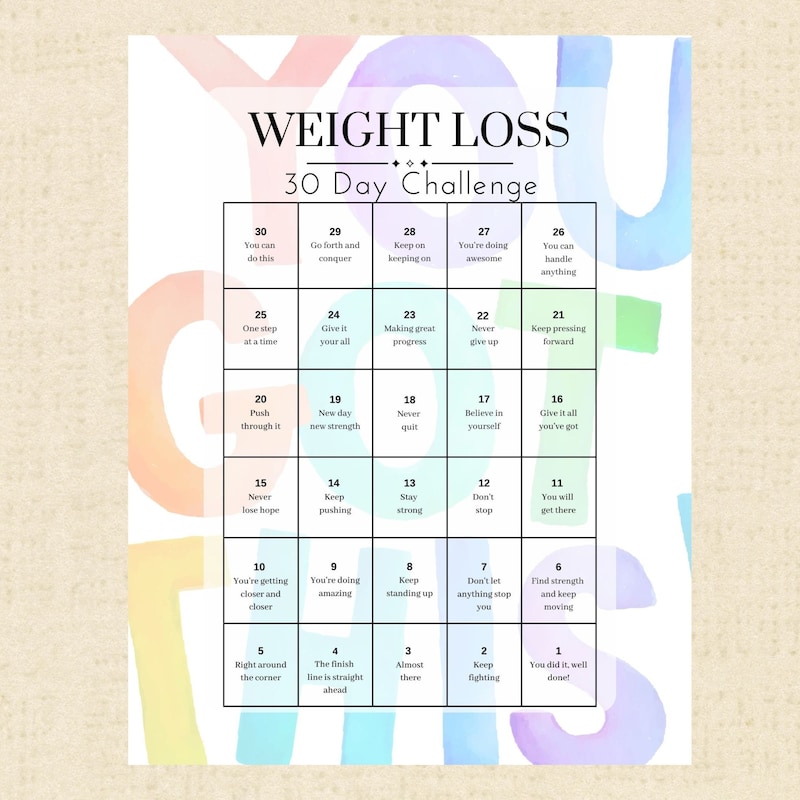 30 Day Weight Loss Challenge - Etsy