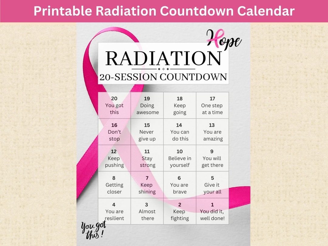 20-session Breast Cancer Radiation Treatment Countdown Calendar ...