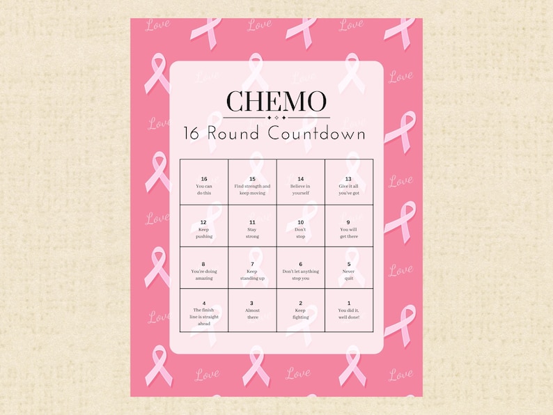 16-round Breast Cancer Chemo Treatment Countdown Calendar Printable ...
