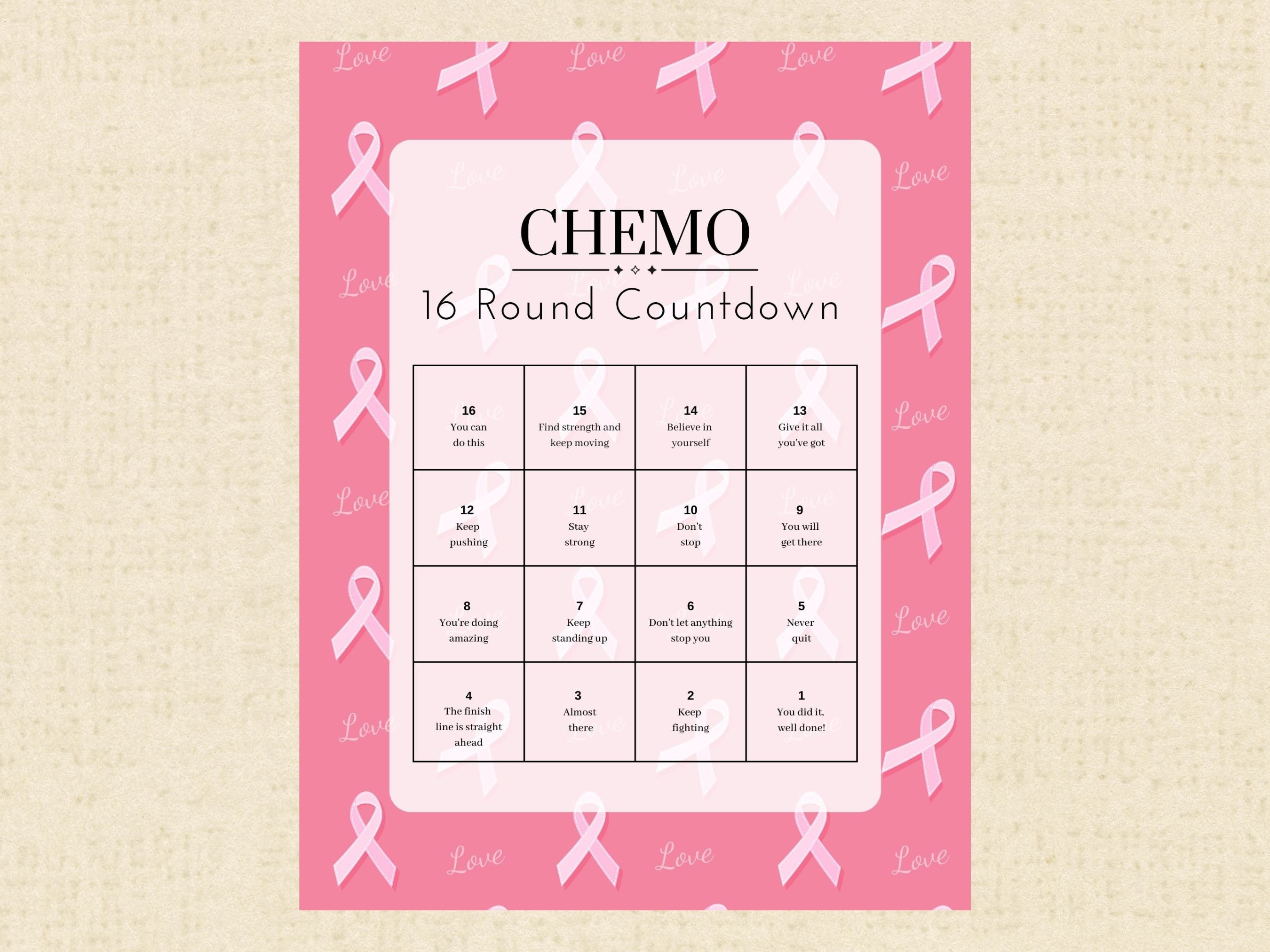 16-round Breast Cancer Chemo Treatment Countdown Calendar Printable ...