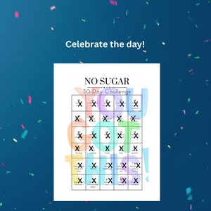 30-day No Sugar Challenge Countdown Calendar Tracker Printable, Sugar ...