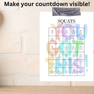 30-day Squats Challenge Daily Countdown Calendar- Daily Affirmations ...