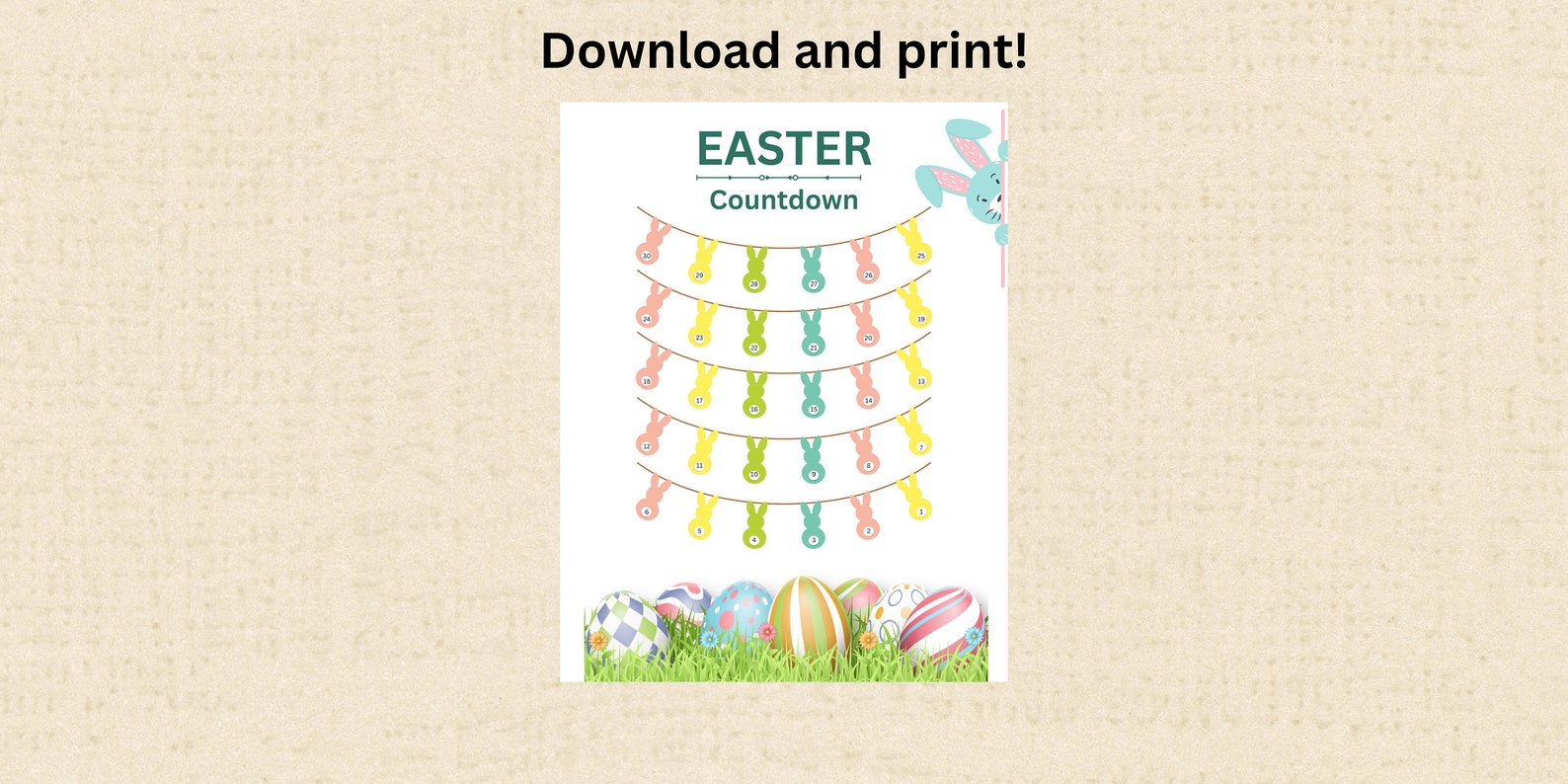 Daily Easter Countdown Calendar- Mark off Days Instant Download ...