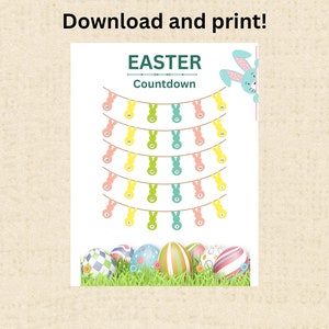 Daily Easter Countdown Calendar- Mark off Days Instant Download ...