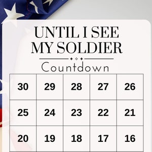 Until I See My Soldier 30-day Daily Countdown Calendar Printable ...