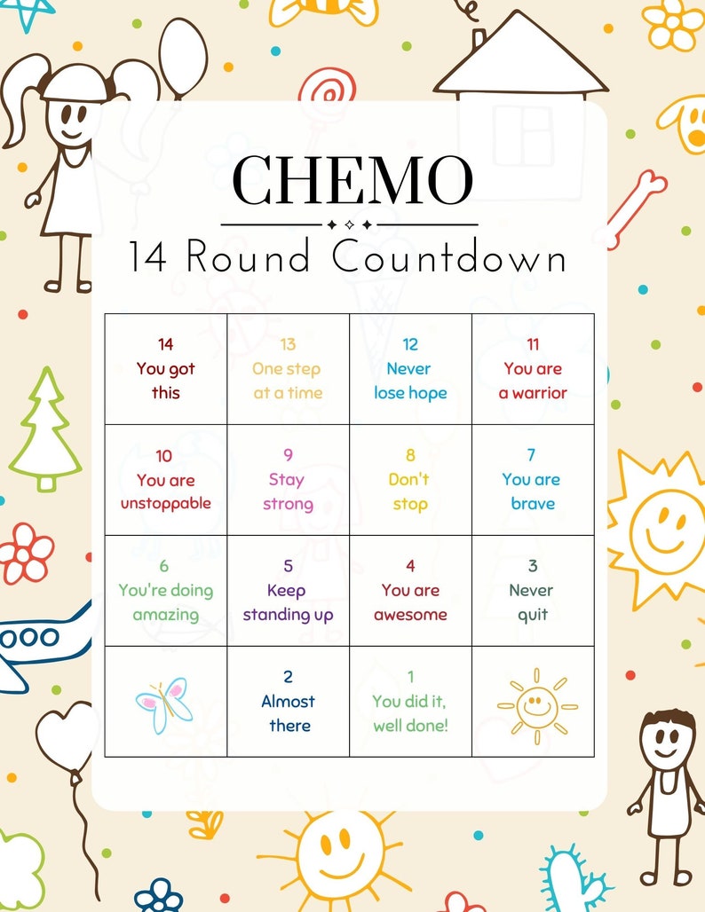14-round Kid Chemo Treatment Countdown Calendar Tracker Journal Care ...