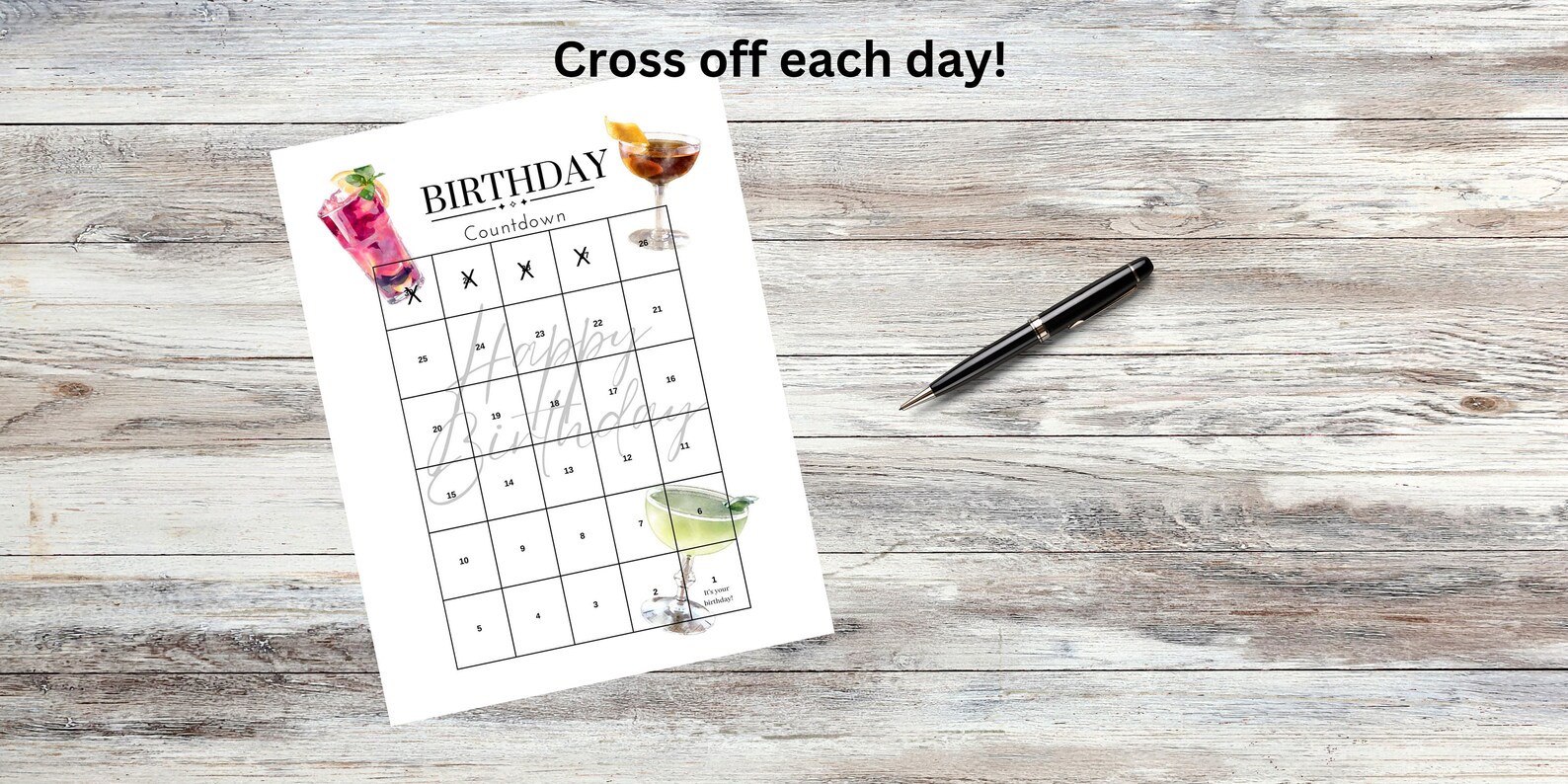Milestone Birthday Countdown Calendar Instant Download Printable PDF ...