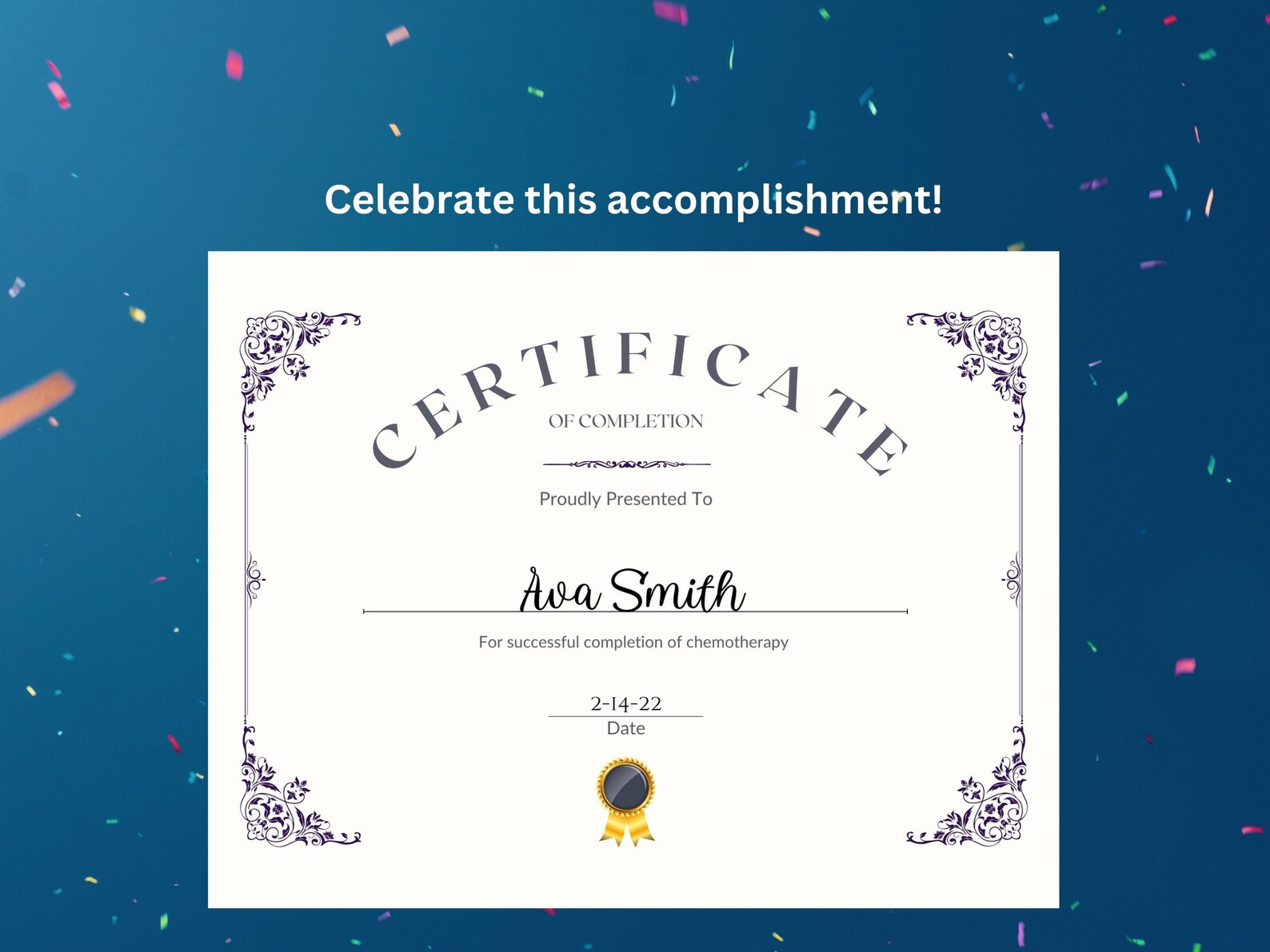 Cancer Chemo Treatment Completion Certificate - Instant Download ...