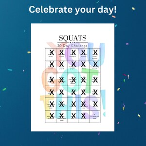 30-day Squats Challenge Daily Countdown Calendar- Daily Affirmations ...