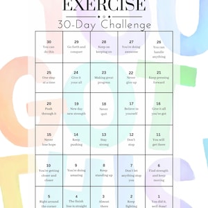 30-day Exercise Challenge Countdown Calendar Printable, Exercise ...